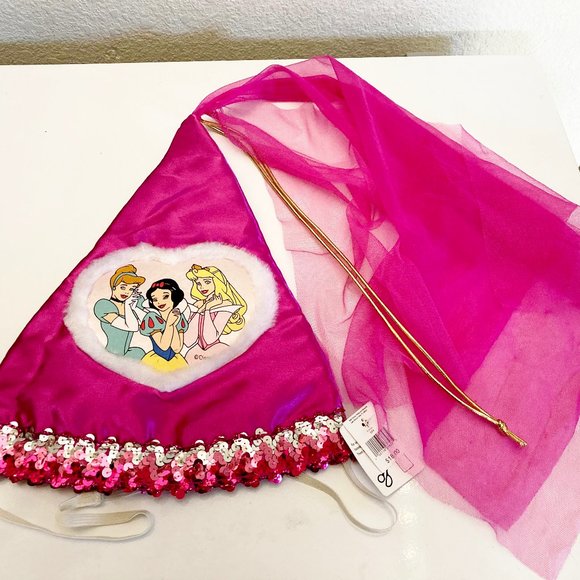 Disney | Accessories | New Disney Parks Princess Cone Hat Veil Sequin ...